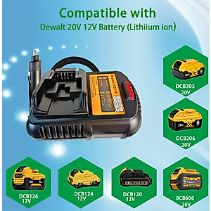 DCB119 Car Charger Replace Dewalt 20v 12V Battery Charger DCB119 to Charge DCB201 DCB202 DCB203 DCB205 DCB206 DCB606 DCB609...