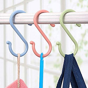 YITAQI S Hooks,Portable Multi-Purpose Storage Rack Door Scarf Hat Hanging S-Shaped Hook Clothes Hanger Organizer Key Holder(4Pcs Blue L)