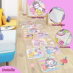 Large Unicorn Floor Decals, Indoor Hopscotch Number Game Stickers, Creative Unicorn Floor Stickers for Kid Girls Bedroom, Playroom, Classroom, Nursery, Daycare Floor & Wall Decor