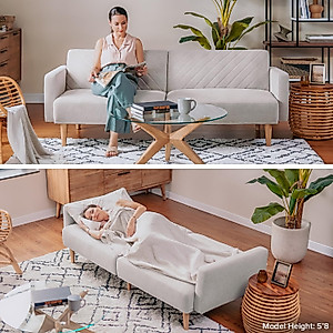 mopio Futon Sofa Bed, Couch, Small Sofa, Sleeper Sofa, Loveseat, Mid Century Modern Futon Couch, Sofa Cama, Couches for Living Room (Olive Green Premium Velvet)