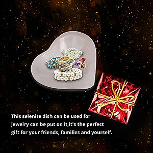 Himalayan Glow Selenite Crystal Heart Shape Bowl 10cm, Reiki Healing Medication & Home Decoration Stone, Ideal for Cleansing and Smudging Plate, White