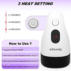 eSeedy Mini Heat Press Machine, 3 Heat Settings, Precise Temperature Control,15 Mins Auto-Off, Insulated Safety Base, Mini Iron for Crafting, T Shirts, Hats, Heating Transfer Projects