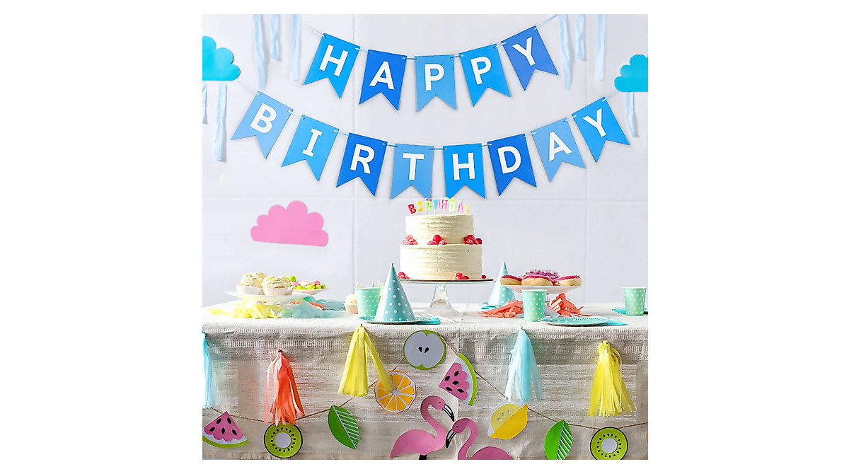 Waenerec Blue Happy Birthday Banner | Fun Party Decor