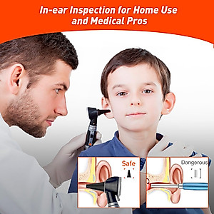 Scian Otoscope - Ear Scope with Light, Fiber Optic Otoscopes with Hard Plastic Case, Pocket Ear Infection Detector for Nurses,Kids,Elders,Home Use (Black)