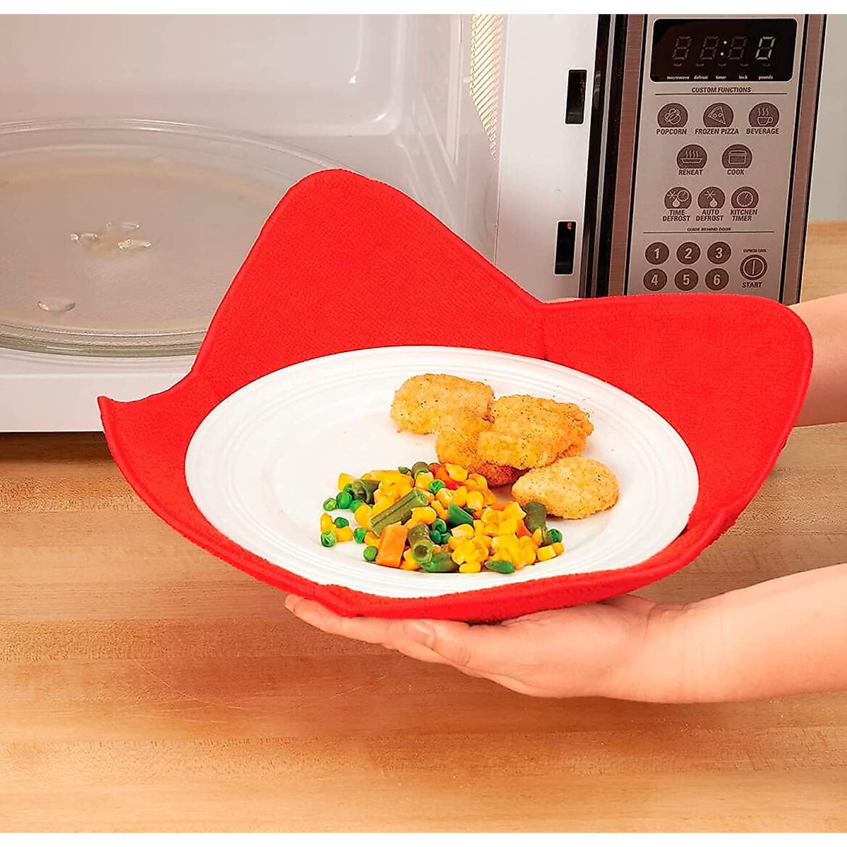 ULVEOL Set of 2 Red Microwave Bowl Cloth Hot Pads Pot Holders Hot Pad Pot Holder Microwavable Bowl Cozies for Food, Ooma, Ramen Bowl Cozy or Soup Koozie, Good Kitchen Accessories, Gadgets