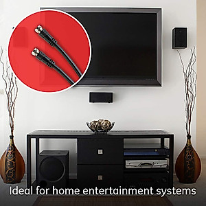 GE RG59 Coaxial Cable 25ft. (7.6m), Black, F-Type Connections Jacks, Low Loss, Double Shielded Coax Cable, Input/Output, Ideal for Antennas, DVR, VCR, Satellite to TV, 23210