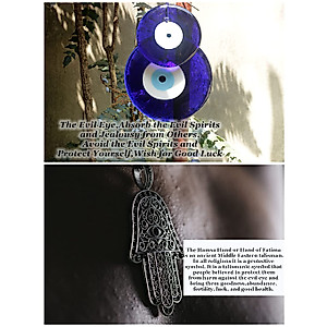 Stainless Steel Hamsa Hand of Fatima Evil Eye Spinner Ring, Religious Evileye Protection Symbolic Anxiety Ring, Christianity Amulet Talismanic Wedding Band for Men Women,Silver,Size 11