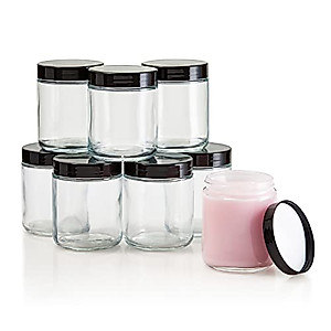 8 Pack Glass Candle Jars with Lids for DIY Projects, Straight Sided Cosmetic Containers for Body Butter, Scrubs, Lotion (8 oz)