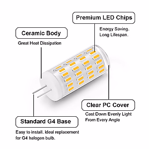 Yosenmi G4 LED Bulb 5W, 12V-24V 40W G4 Halogen Bulb Equivalent, Natural Daylight White 4000K, Non-Dimmable JC Type Bi-Pin Base G4 Light Bulb 10-Pack
