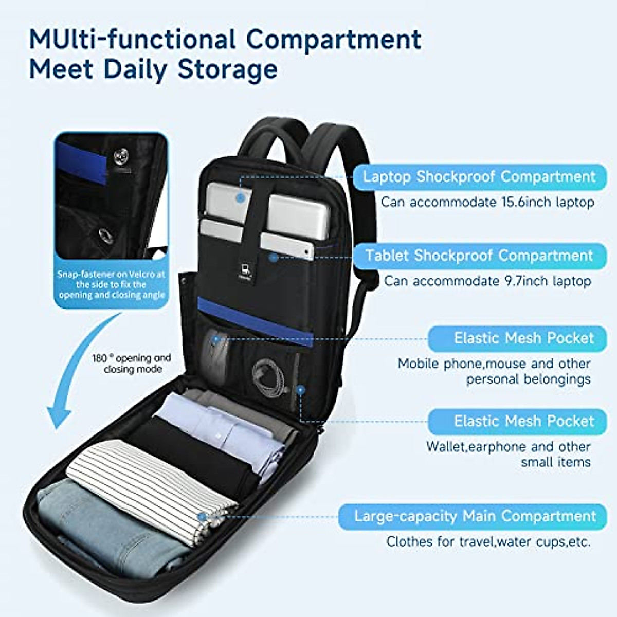 JUMO CYLY Hard Shell Laptop Backpack 15.6 Inch, Expandable Business Travel Computer Backpack for Men Women Water-resistant Gaming Daypack