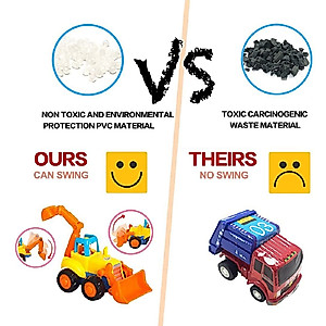 4 Pack Friction Powered Cars Set, Educational Vehicles Toy Gifts for Kids Toddler Baby 18 month +, Push and Go Bulldozer Tractor Dumper Cement Mixer Engineering Trucks Toys for Boys Girls Birthday