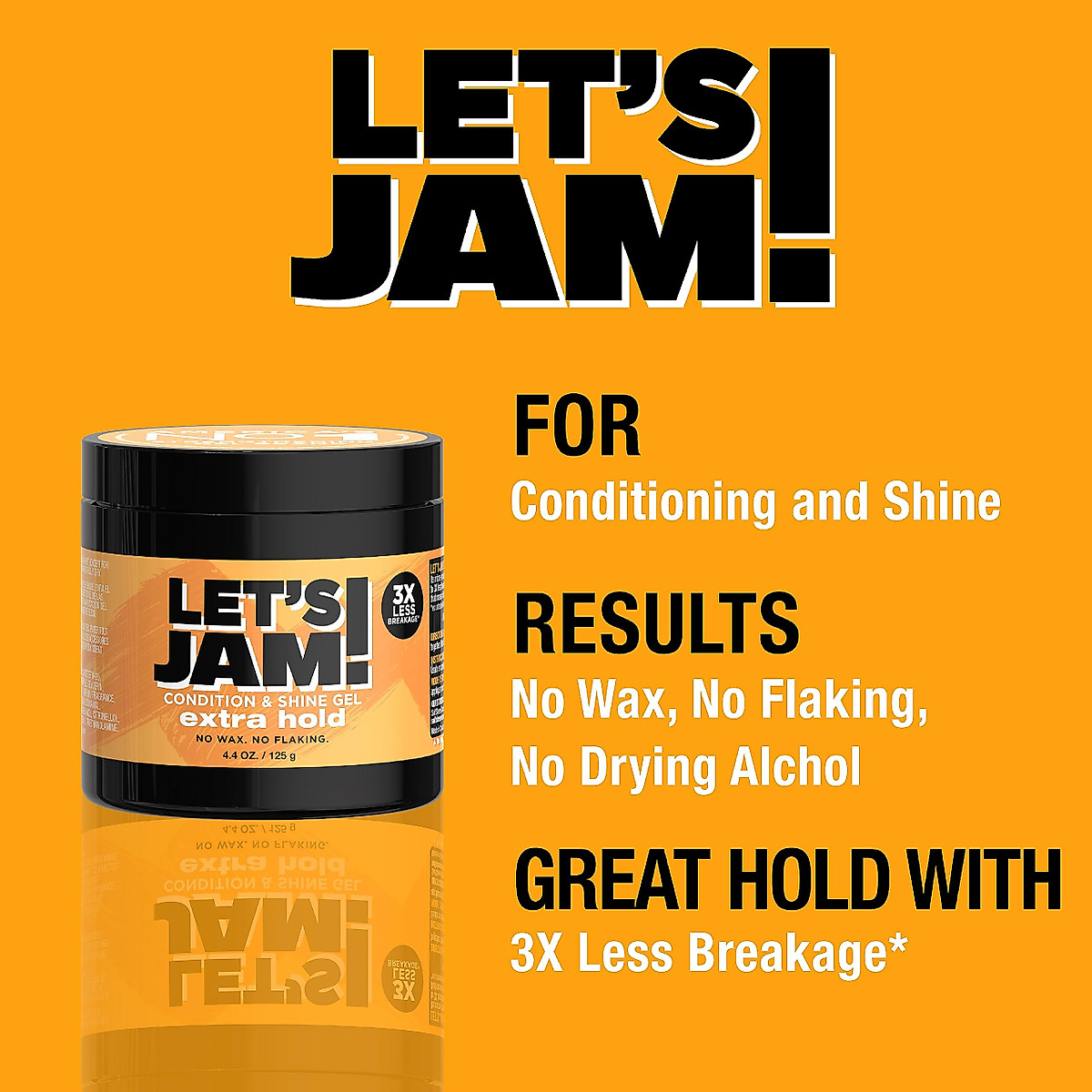 SoftSheen-Carson Let's Jam! Shining and Conditioning Hair Gel by Dark and Lovely, Extra Hold, All Hair Types, Styling Gel Great for Braiding, Twisting & Smooth Edges, Extra Hold, 4.4 oz