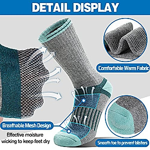 Merino Wool Hiking Socks for Women Men Warm Thermal Winter Cozy Boot Work Crew Socks Gifts Stocking Stuffers 5 Pairs (Light Stripes B,M)