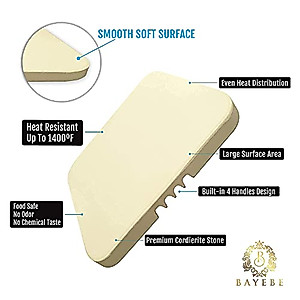 Pizza Stone 12" x 15" Rectangular Baking & Grilling Stone, Perfect for Oven, BBQ and Grill. Innovative Built - in 4 Handles Design - stone baking sheet, Baking Tray, Grilling Stone, Heavy Duty