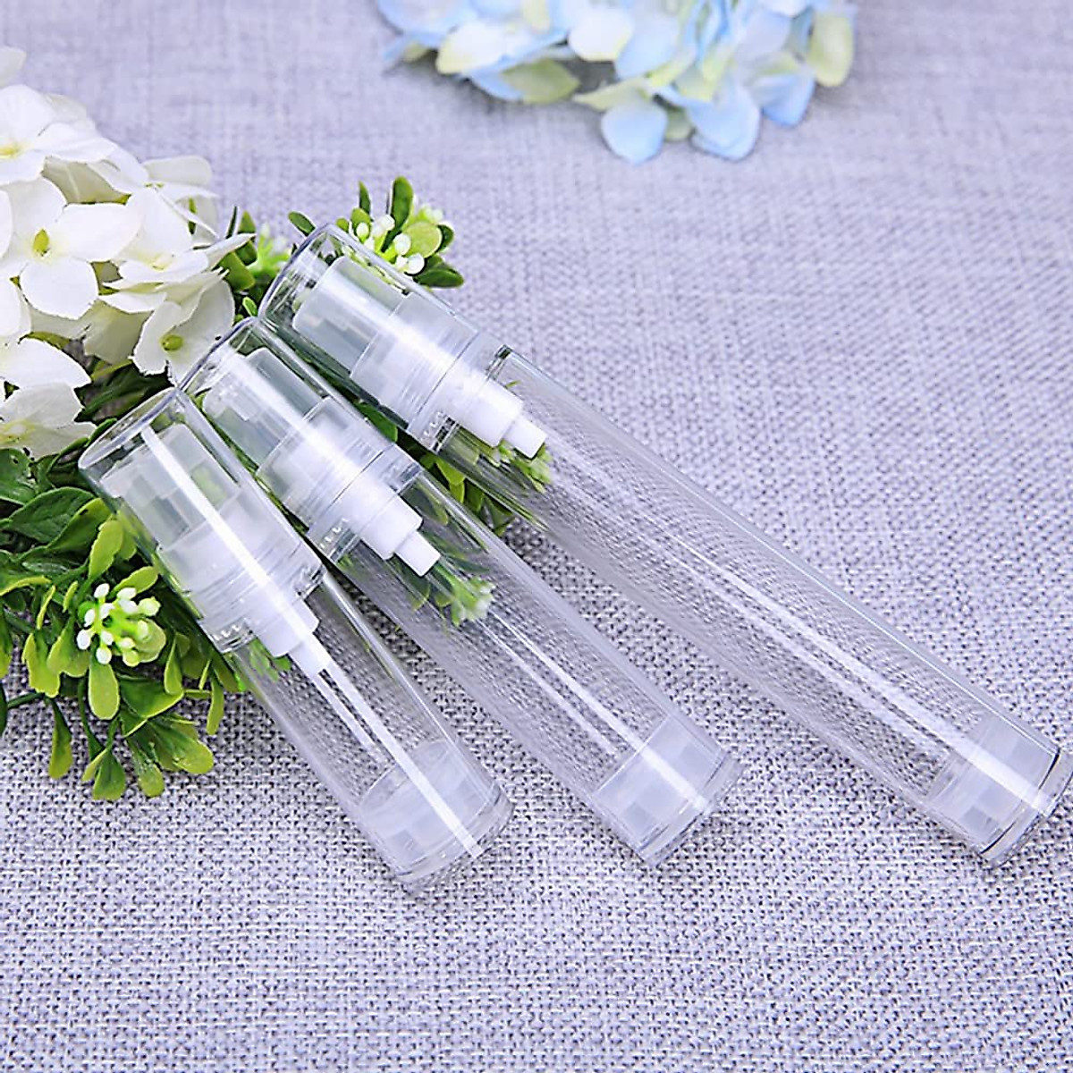 5ML Airless Pump Bottle-Empty Refillable Airless Vacuum Pump Cream Lotion Bottle Travel Bottles Toiletries Liquid Container for Cosmetic Make-up Pack of 6 (Transparent)