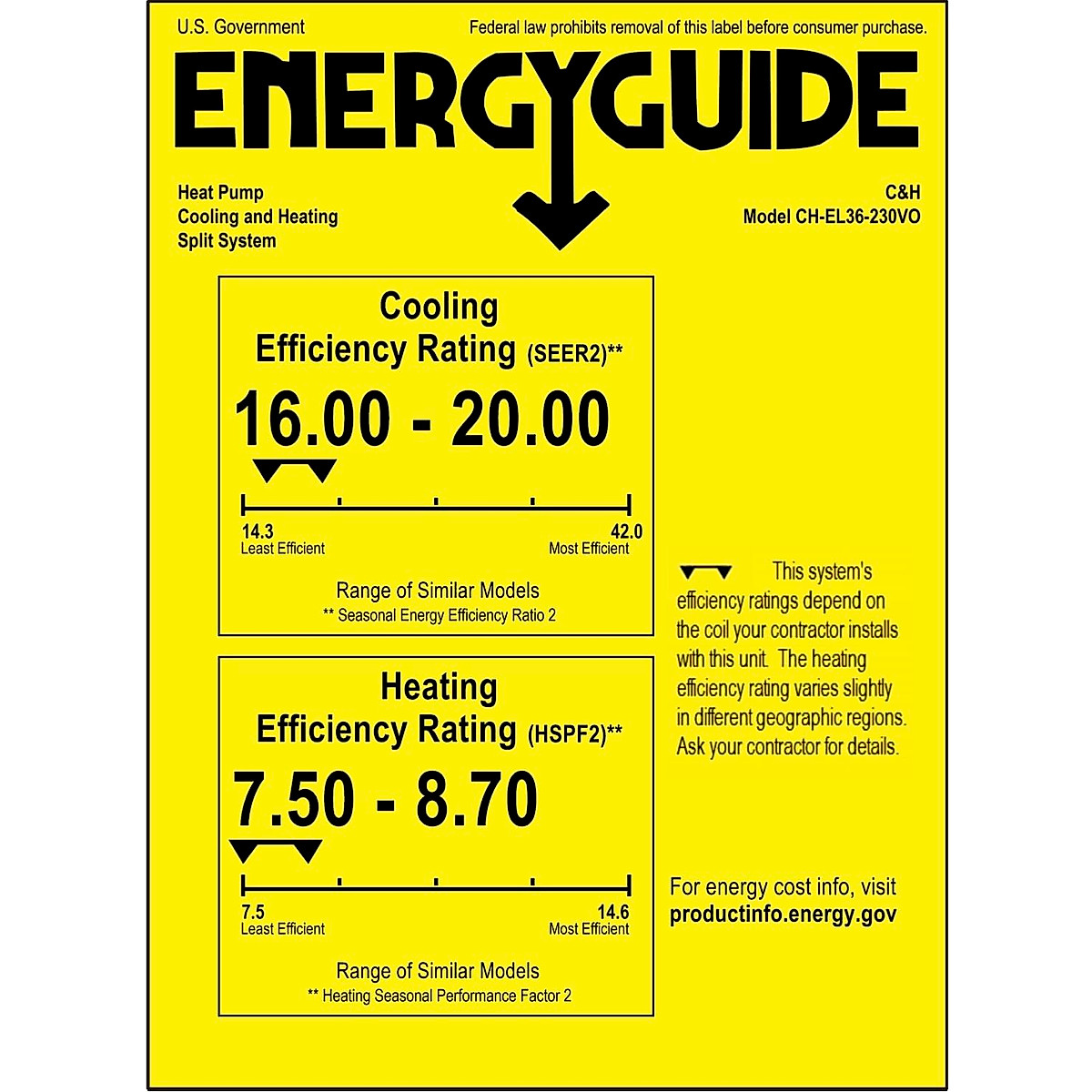 Cooper&Hunter 36,000 BTU, 230V, 17.5 SEER2, Ductless Mini Split AC/Heating System Pre-Charged Inverter Heat Pump with 16ft Installation Kit