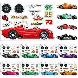 36 Sheets Car Stickers for Your Kids Make Your Own Stickers Car Themed Birthday Party Decor Car Racing Gifts Party Favor Supply Reward Educational Toy Art Craft(Race Car)