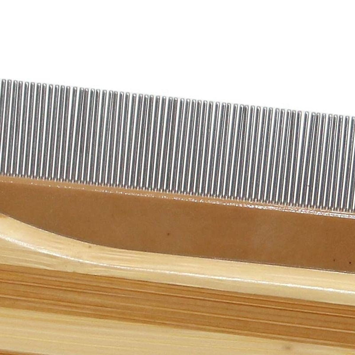 Bamboo Wooden Pet Flea CombFor Pet Cat Dog Flea Grooming Comb Stainless Steel in Bone Shape, Proven Grooming Tools for Dogs Cats and Other Animals