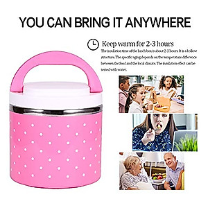 Insulated Lunch Box, 600ml Thermal Thermos Lunch Box Insulation Hot Food Container, Stainless Steel, Storage Lunch, Container, Canteen, Double Walled, Portable Food Bowl (Pink)