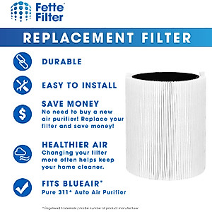 Fette Filter - 311 Air Purifier Replacement Filters, Compatible with Blueair Pure 311 High-efficiency 2-in-1 Filtration Systems, Particle Filter + Carbon Filter (Pack of 4)