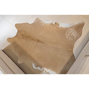 Genuine Palomino Beige and White Cowhide Rug 6 x 7-8 ft. 180 x 240 cm