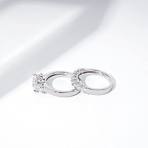 Amazon Essentials Sterling Silver Platinum Plated Infinite Elements Cubic Zirconia Three Stone Ring, Size 8 (previously Amazon Collection)