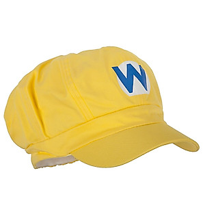 e4Hats.com Mario Luigi Wario Waluigi Heat Transferred Cotton Elastic Newsboy Cap - Yellow OSFM