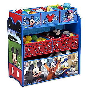 PZCXBFH Mickey Mouse 4-Piece Toddler Playroom– Set Includes Table and 2 Chairs and 6 Boxes of Toy Storage