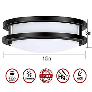 Drosbey 24W Dimmable LED Ceiling Light Fixture, 10 inch Oil Rubbed Bronze Flush Mount Ceiling Lights for Bedroom, Bathroom, Kitchen, 3000K/4000K/5000K Adjustable, Super Bright 2200LM
