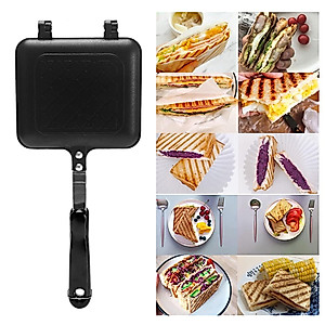 GEZICHTA Grilled Sandwich Panini Maker Mini Waffle Maker Panini Hot Sandwich Maker Pan Nonstick Double Sided Frying Pan Home Kitchen Breakfast Machine