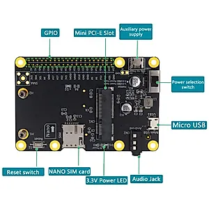 3G/4G & LTE Base HAT for Raspberry/Asus Tinker Board/Samsung ARTIK /Rock64 Media/Liber Computer Board