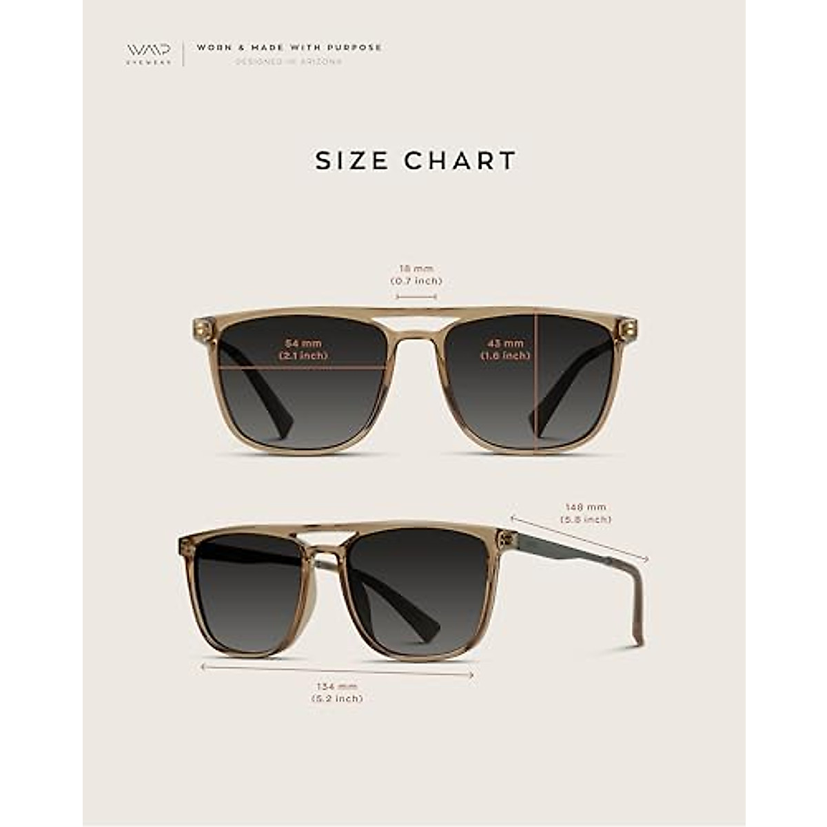 WearMe Pro Premium Polarized Double Bar Sunglasses for Men and Women UVA and UVB (Crystal Brown/Gradient Black)