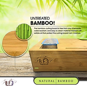 Bamboo Cutting Board with 4 Container Trays with Lids, with Juice Grooves, Knife Sleeve, Graters & Food Sliding Opening