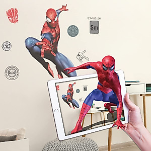 Wall Palz Marvel Spider-Man Peel and Stick Wall Decals - 30" Spider-Man Wall Decor with 3D Augmented Reality Interaction Marvel Decals for Wall