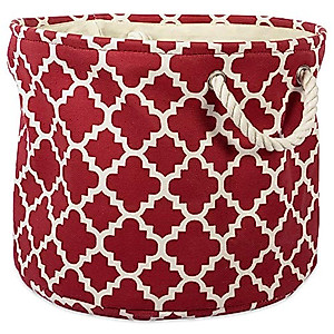 16" Red and White Lattice Round Large Storage Basket