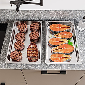 RIEDHOFF 6 Pack Full Size Hotel Pan, [NSF Certified] Commercial Stainless Steel 2.5 Inch Deep Anti-Jamming Steam Table Pan