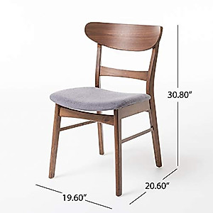 Christopher Knight Home Frances Mid-Century Modern Dining Chairs (Set of 4), Dark Gray, Walnut