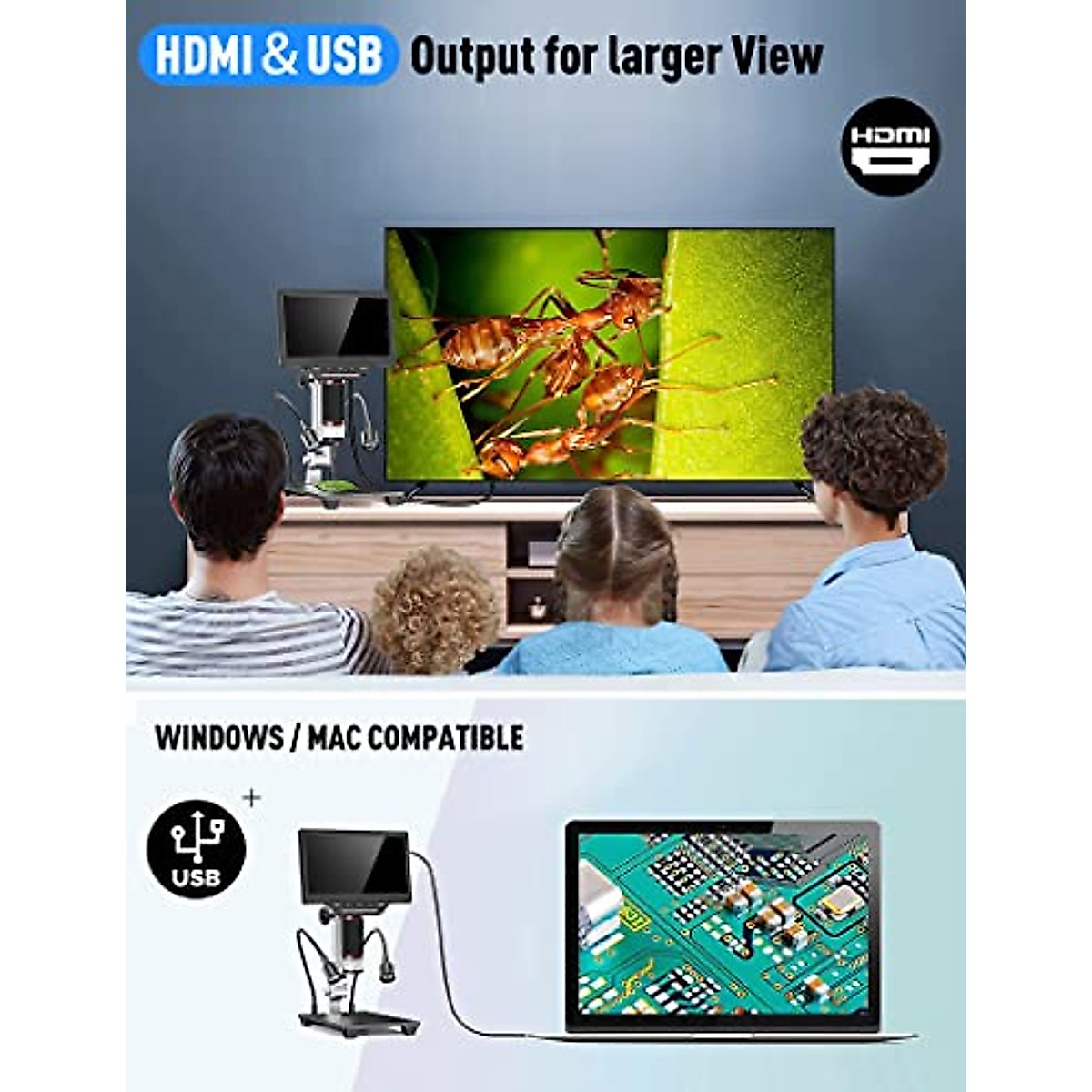 Dcorn 10" HDMI LCD Digital Microscope 1500X,Coin Microscope for Adults with 16MP Camera Sensor,Soldering Microscope with LED Lights Touch Control,TV/Windows/Mac Compatible,Gift with Coin Guidebook