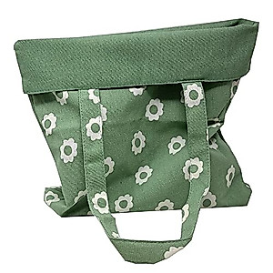 Green Flowers 100% Recycled Cotton Reversible Tote Bag - Summer, Gifts, School, Shopping bag, Green