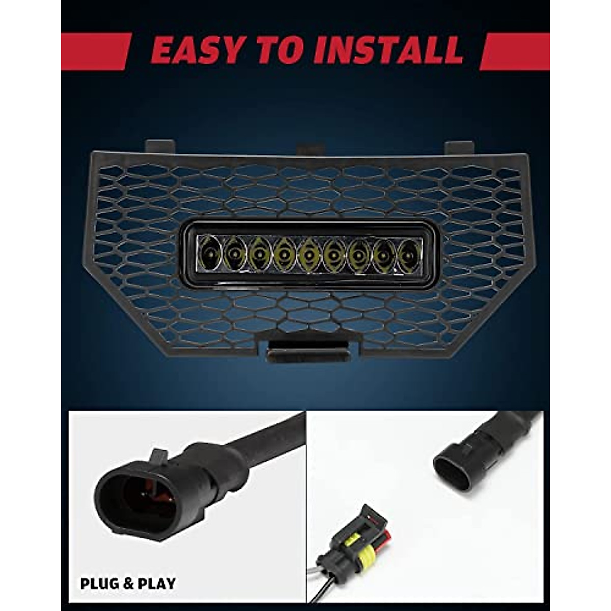 ATV Sportsman Front Mesh Grill With Light, A & UTV PRO Black Grille with LED Light Bar for 2017-2022 Polaris Sportsman XP 1000 SP 850 Accessories