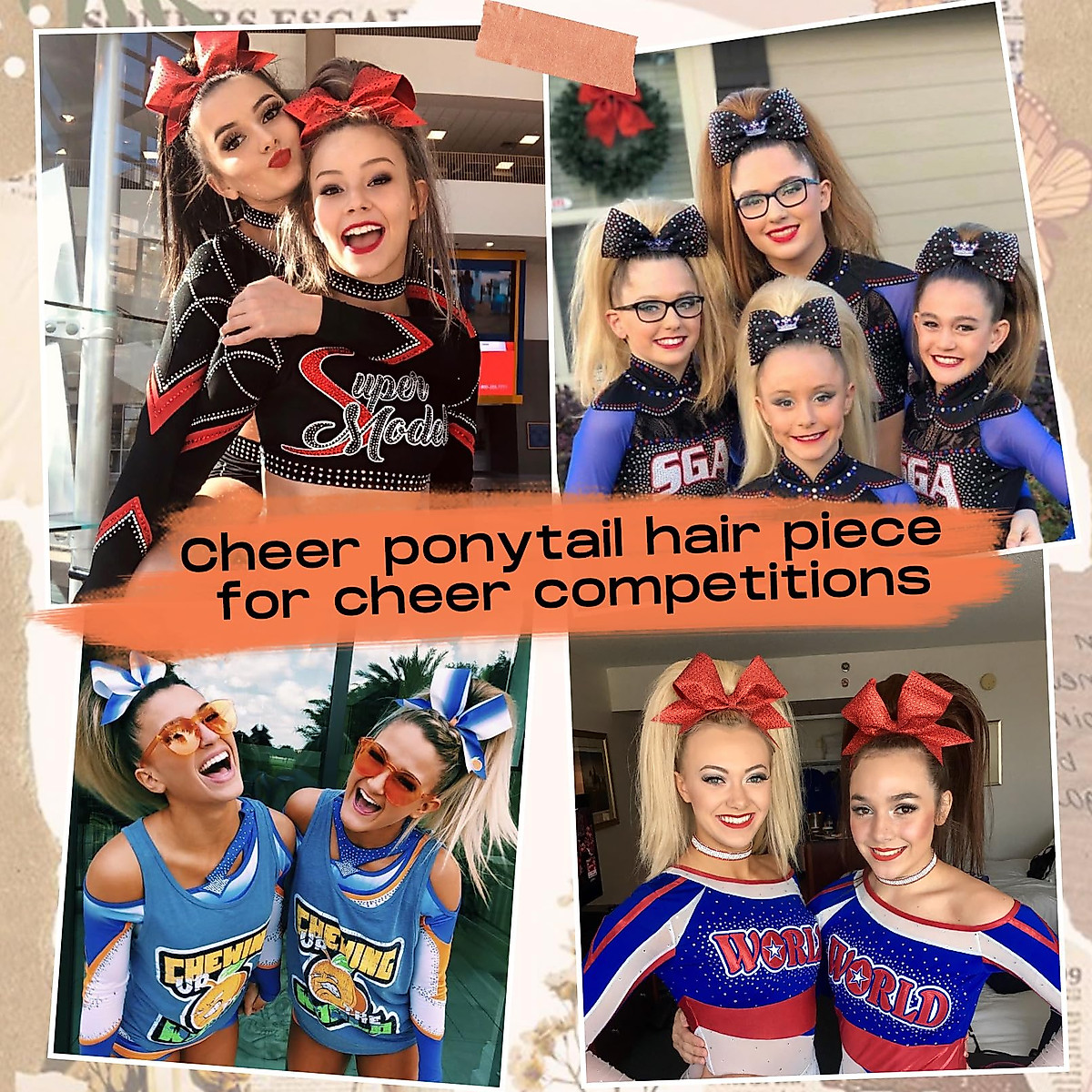 SEIKEA Ponytail Extension Cheer Ponytail Hair Piece, 16" Cheerleader Straight Blonde Ponytail Hairpiece for Cheerleader Competition, Dance