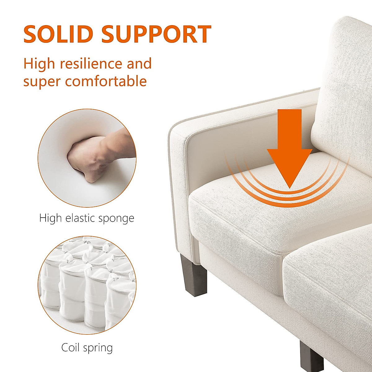 CITYLIGHT Loveseat Sofa Couch 2-seat Sofa Modern Small Sofa with Linen Fabric, Solid Wood Legs, Upholstered 2 Person Couch for Living Room, Bedroom, Small Space (Light Grey)