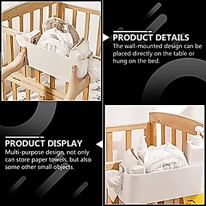 Toyvian Diaper Organizer Box Baby Crib Hanging Diaper Caddy Diaper Storage Bin Nursery Organizers for Changing Table Crib Baby Stroller