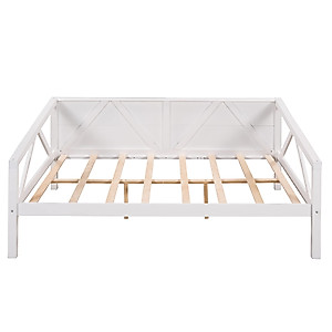 Harper & Bright Designs Wooden Full Size Daybed Frame, Wood Slat Support, No Box Spring Needed, White