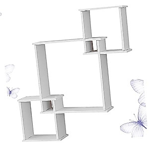 Amosfun Wall Storage Rack Storage Shelves Wall Storage Shelf Home Storage Shelf Home Storage Shelf Wall Decor Wooden White