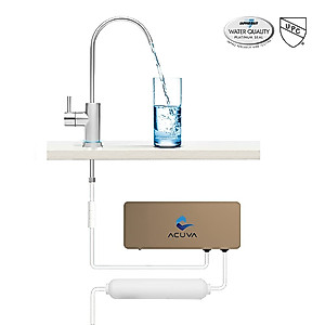 Acuva- ArrowMax 2.0 UV-LED Water Purifier, Under Sink Water Filter System with Smart Faucet, Universal Power Supply, Brushed Nickel Faucet
