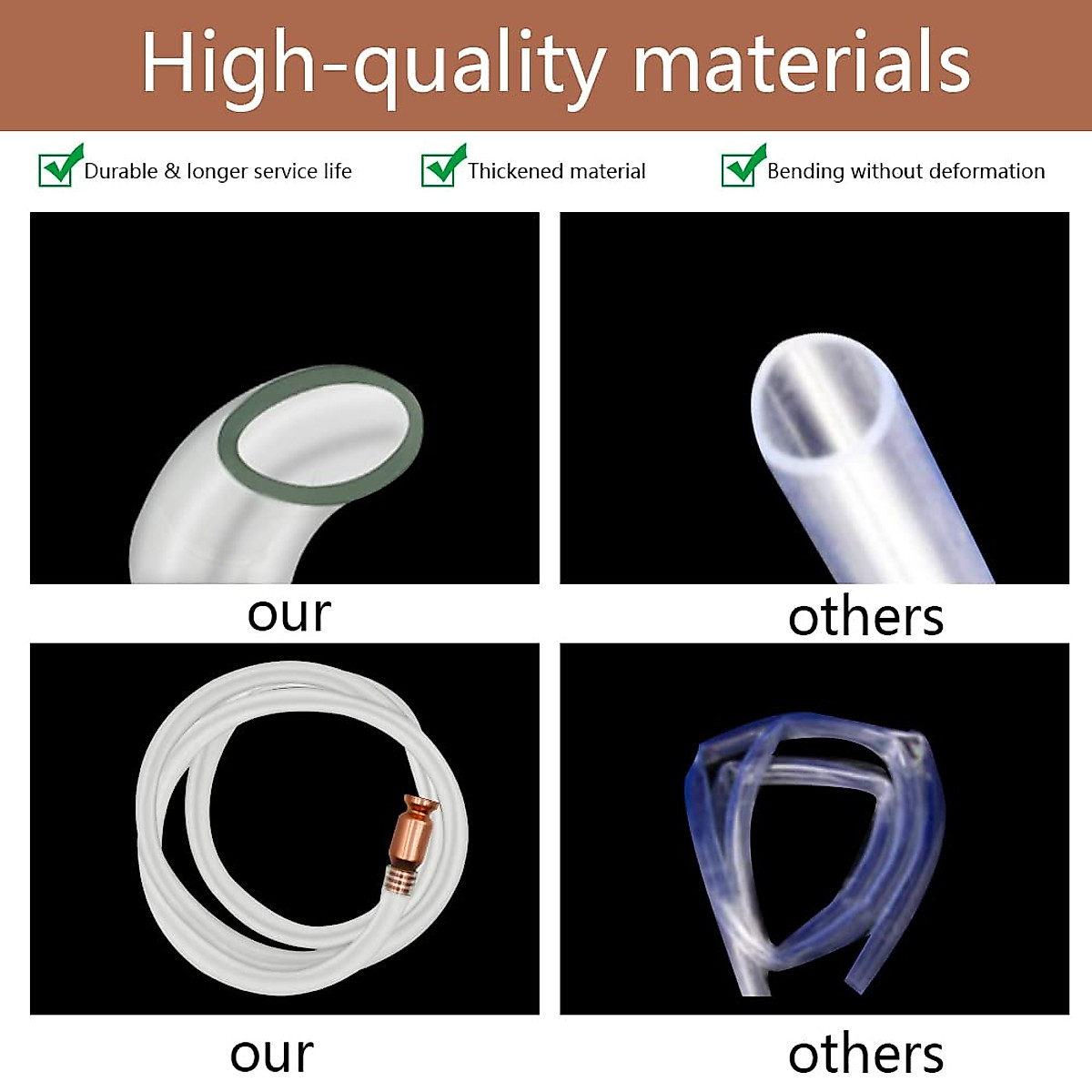 Tezam Gas Siphon Hose Pump Shaker Siphon for Gasoline Fuel Water Transfer Safe Multi-Purpose Self Priming Pump 6 Foot High Grade Hose 1/2" Valve