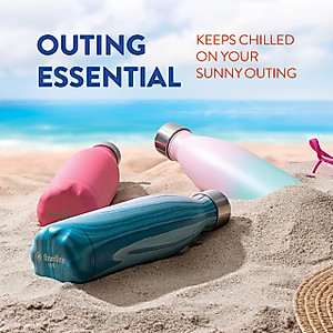 Triple-Insulated Stainless Steel Water Bottle (set of 2) 17 Ounce, Sleek Insulated Water Bottles, Keeps Hot and Cold, 100% Leakproof Lids, Sweatproof Water Bottles, Great for Travel, Picnic& Camping.