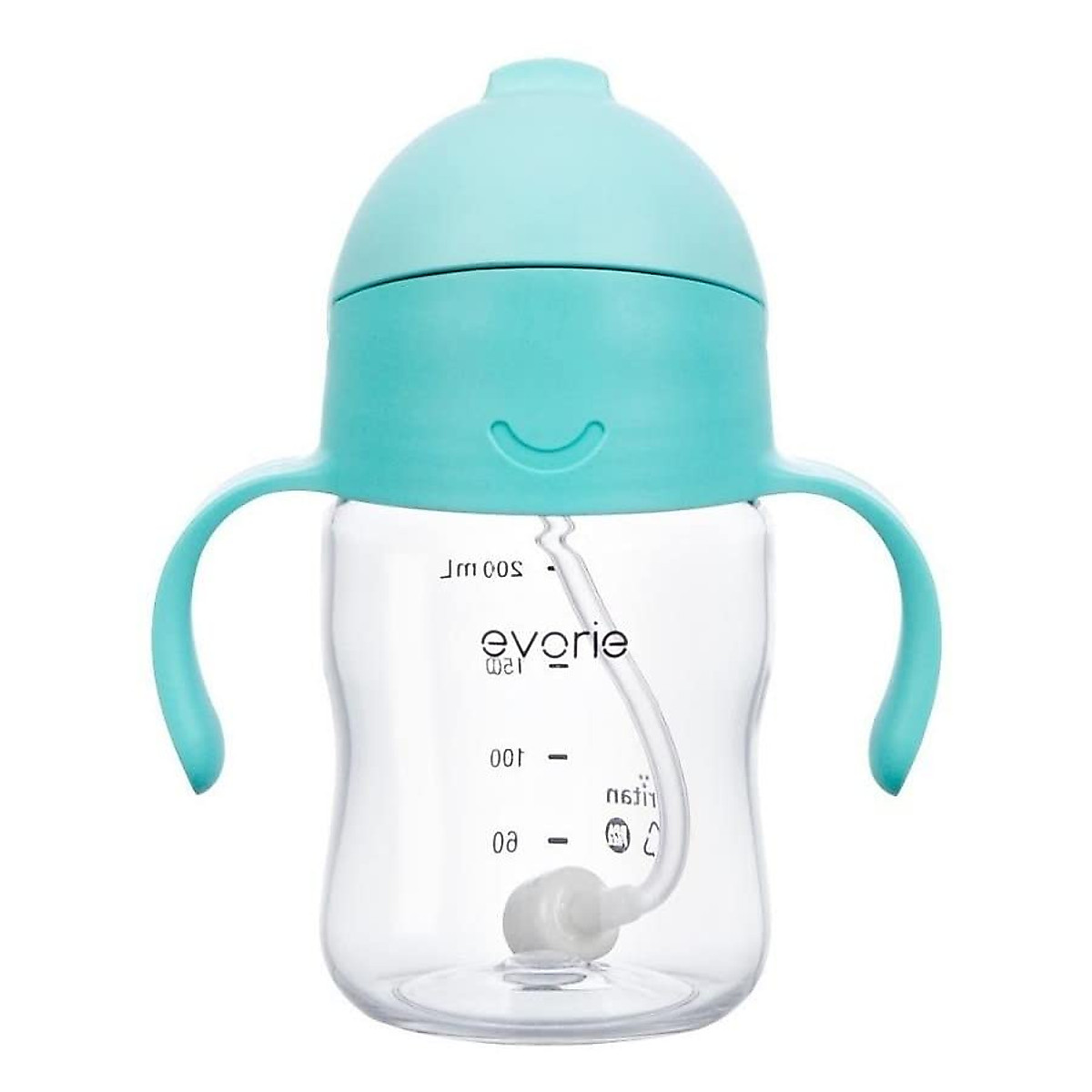 Evorie Tritan Weighted Straw Baby Sippy Cup 7 Oz Leak Poof with Handles for 6 Months Above, Twin Bundle (BlueMoon + Mint)