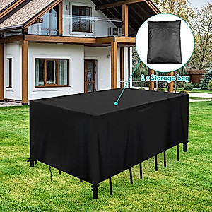 Relime Patio Furniture Covers, 106 x 70 x 35 inch Waterproof Patio Cover, Durable 420D UV Protection Outdoor Table Set Cover with 4 Windproof Buckles No Tears Anti UV No Fading